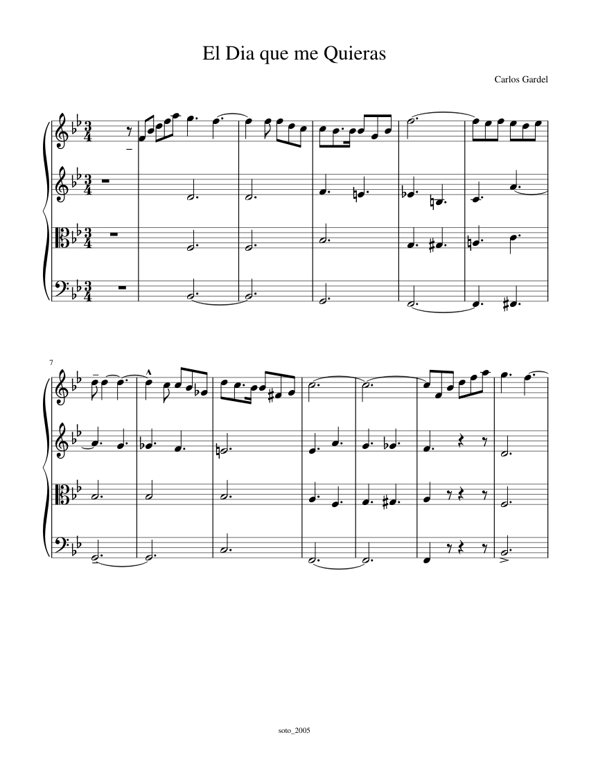 El dia que me quieras Sheet music for Cello (Solo) | Musescore.com