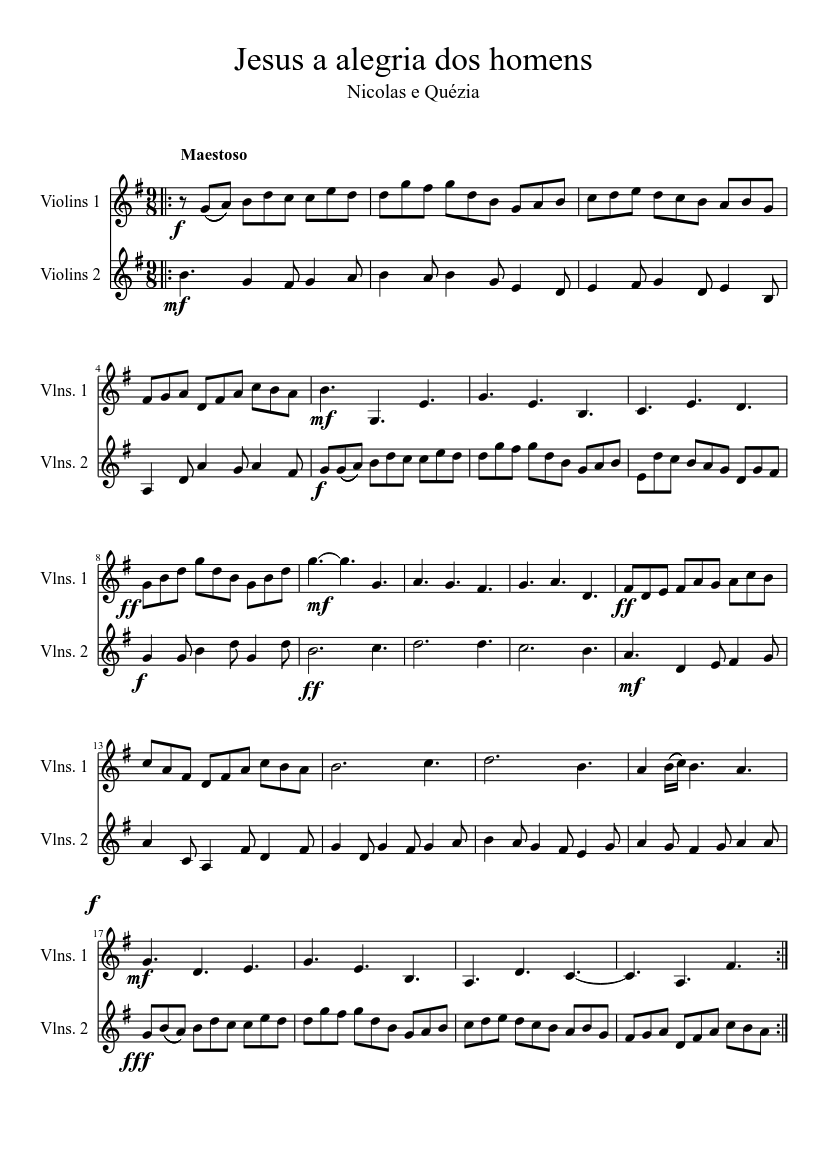 Jesus a alegria dos homens sheet music download free in PDF or MIDI