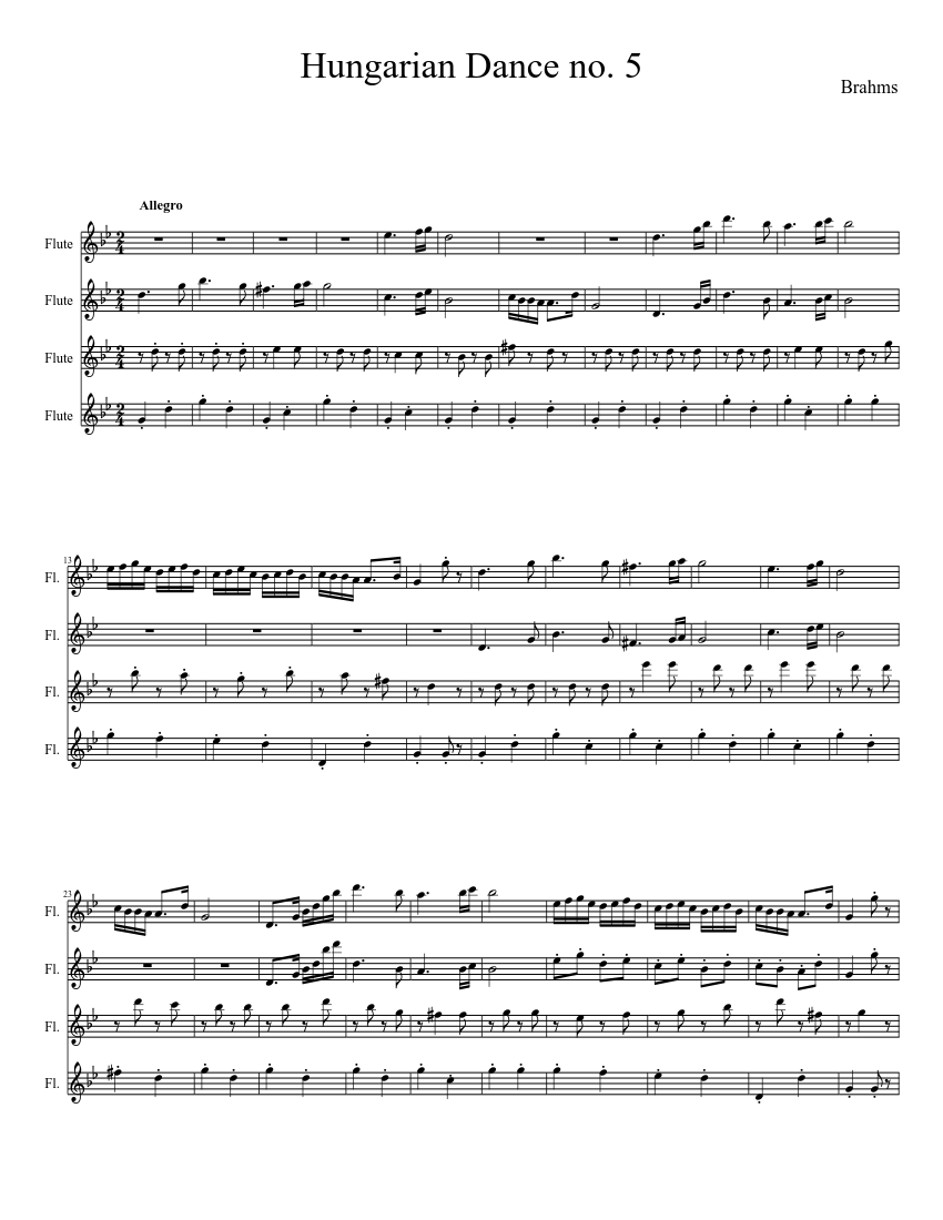 Hungarian Dance no. 5 Sheet music | Download free in PDF or MIDI ...