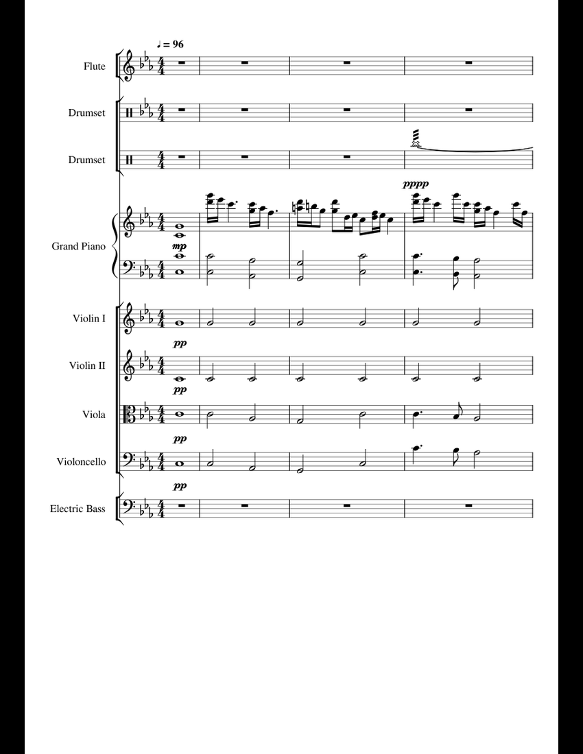 Croatian Rhapsody sheet music for Flute, Piano, Violin, Percussion ...