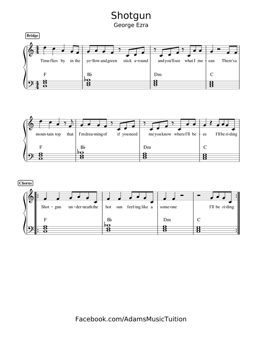 George Ezra - Shotgun Sheet music for Piano (Solo) | Musescore.com
