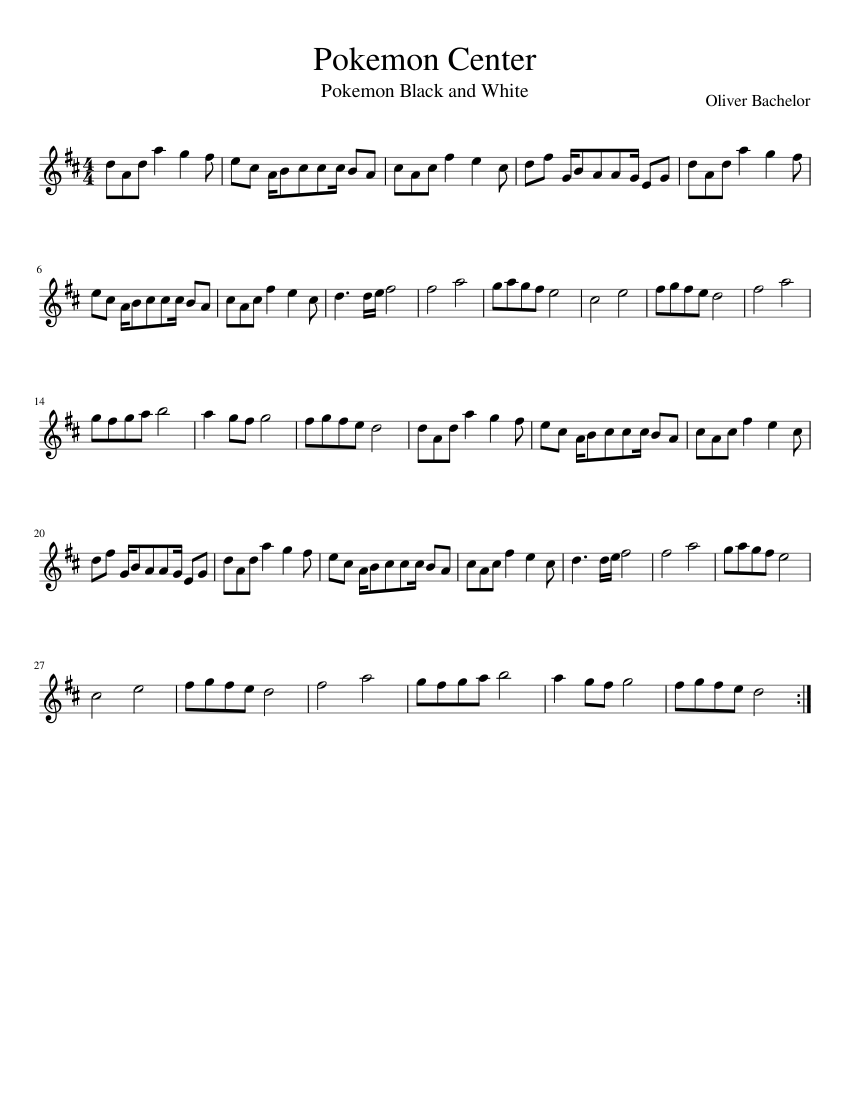 Pokemon Center Sheet music for Saxophone (Baritone) (Solo) | Musescore.com