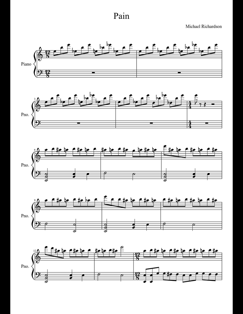 Pain sheet music download free in PDF or MIDI