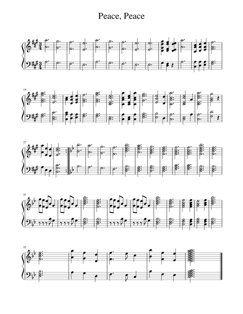 Peace, Peace Sheet music for Piano (Solo) | Musescore.com