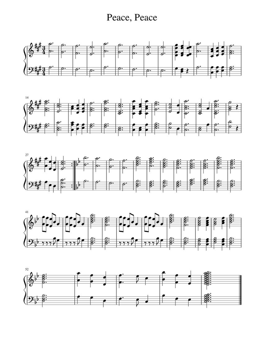 Peace, Peace sheet music for Piano download free in PDF or MIDI