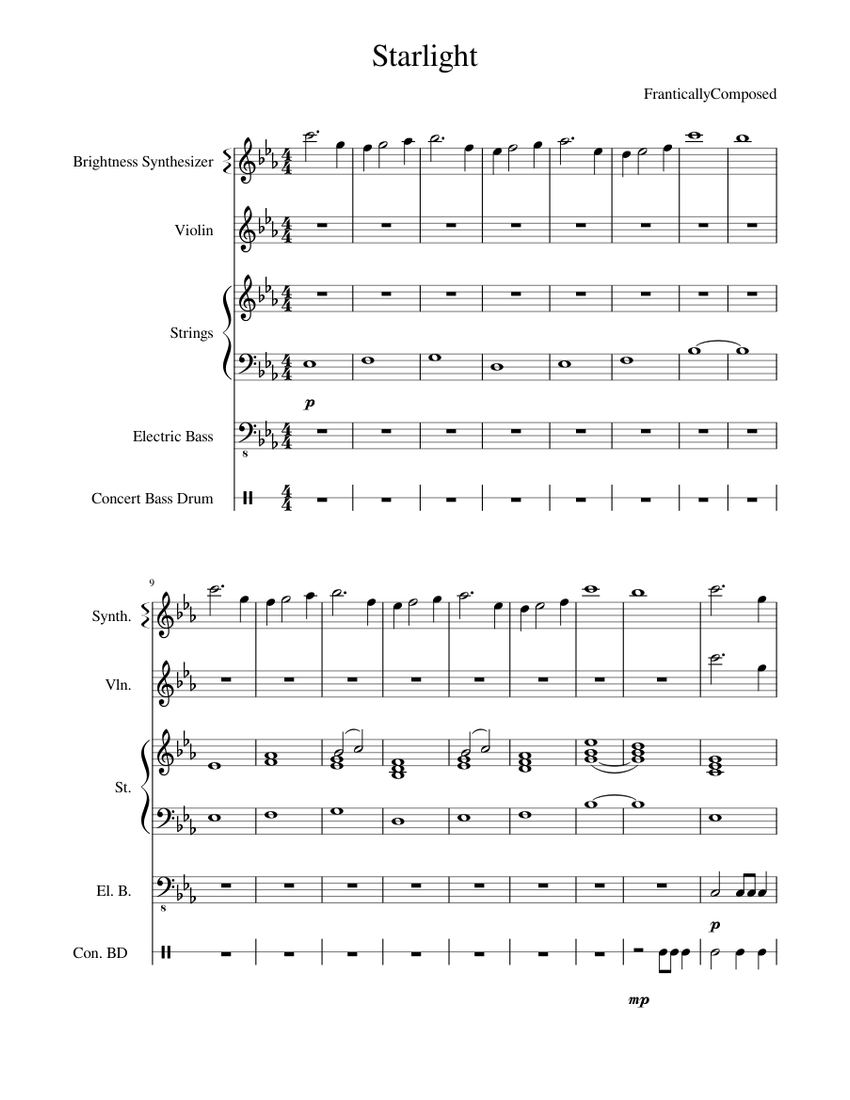 Starlight Sheet music for Violin, Strings Group, Bass Drum, Bass & more ...