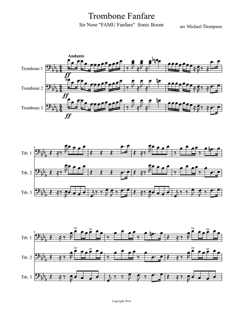 Trombone Fanfare Sheet music | Download free in PDF or MIDI | Musescore.com