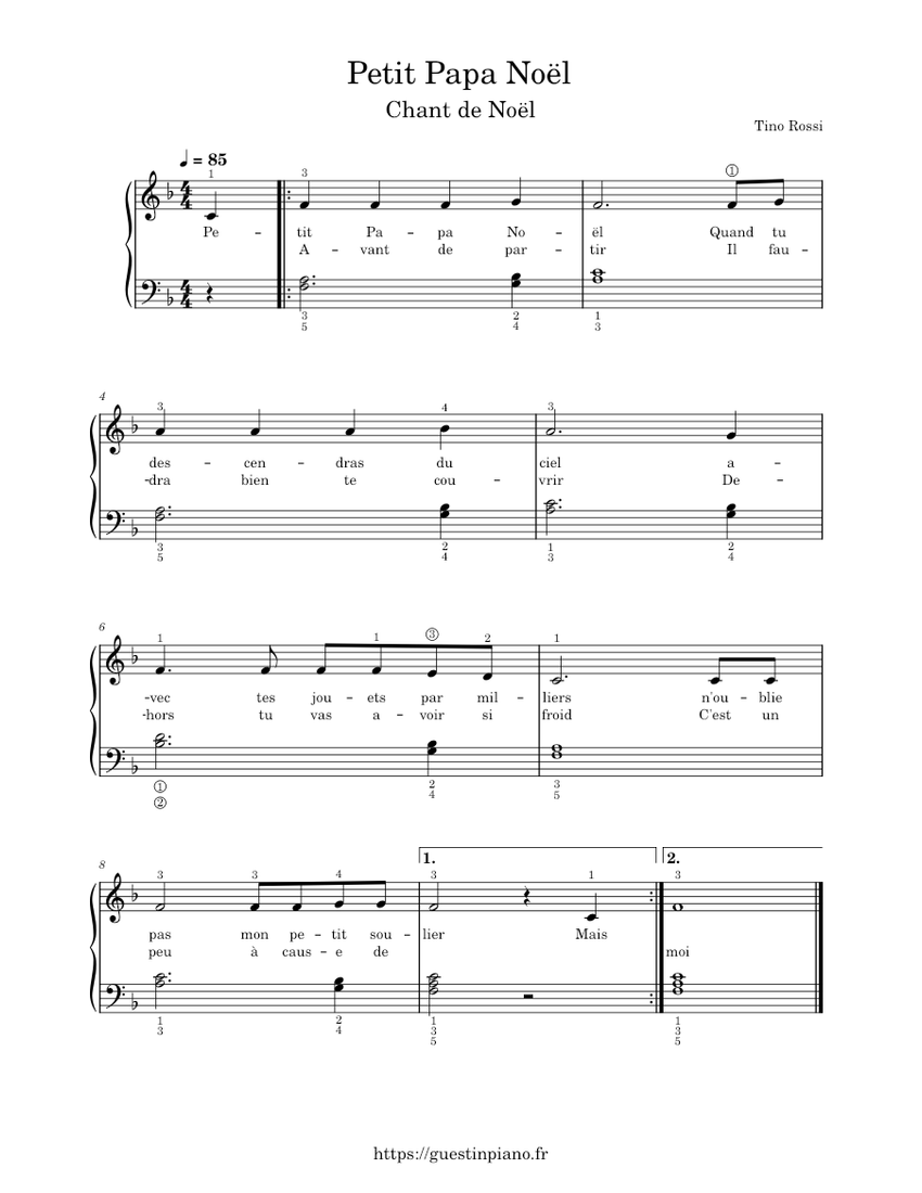 Petit Papa Noel - Tino Rossi Sheet music for Piano (Solo) | Musescore.com