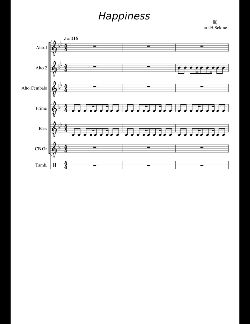 Happiness sheet music for Guitar, Percussion download free in PDF or MIDI