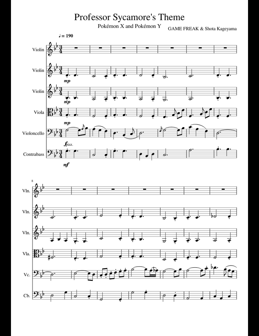 Professor Sycamore's Theme | Pokémon X and Pokémon Y sheet music for ...