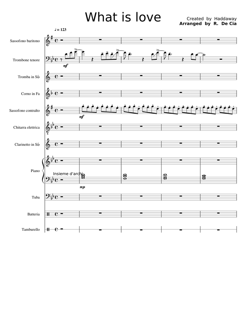 What is love Sheet music for Piano, Trumpet (In B Flat), Drum Group ...