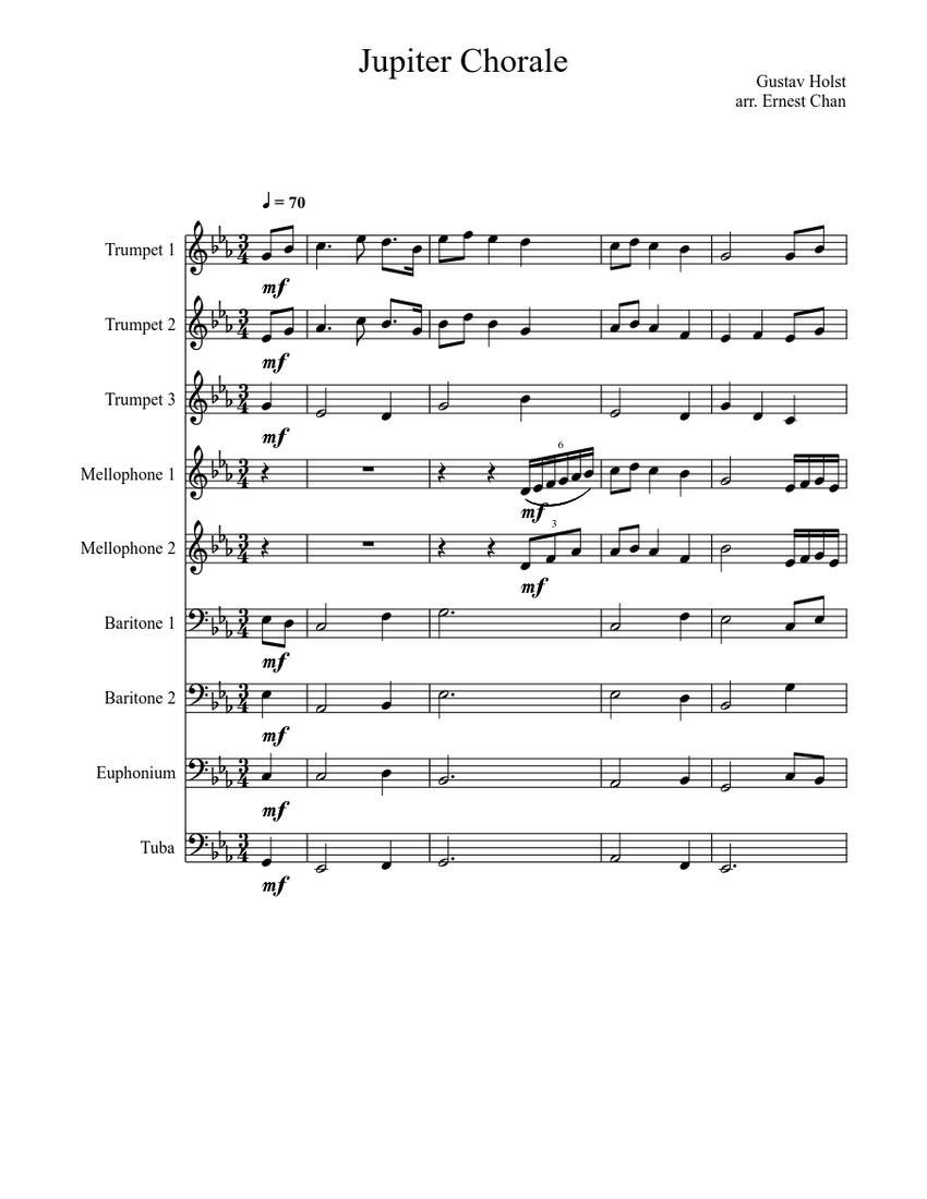 Jupiter - Brass Chorale Sheet music for Saxophone (Alto), Bassoon ...