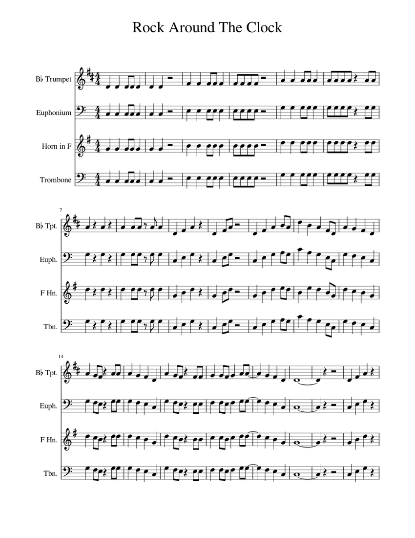 Rock Around The Clock Sheet music for Piano, Trumpet, Tuba, French Horn ...
