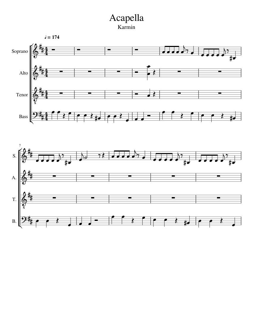 Acapella, Karmin sheet music for Piano download free in PDF or MIDI