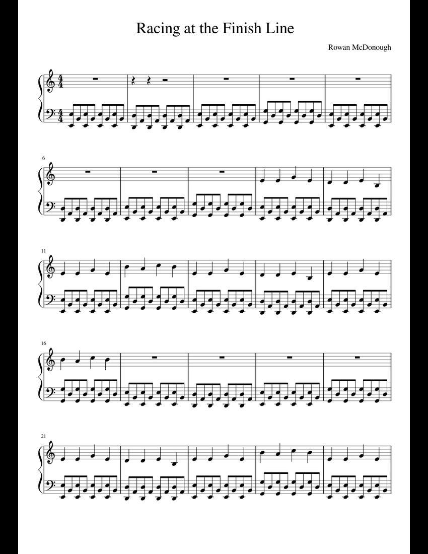 Racing at the Finish Line sheet music for Piano download free in PDF or ...