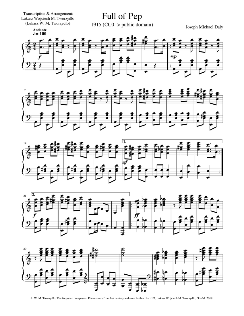 Full of Pep Sheet music for Piano | Download free in PDF or MIDI ...