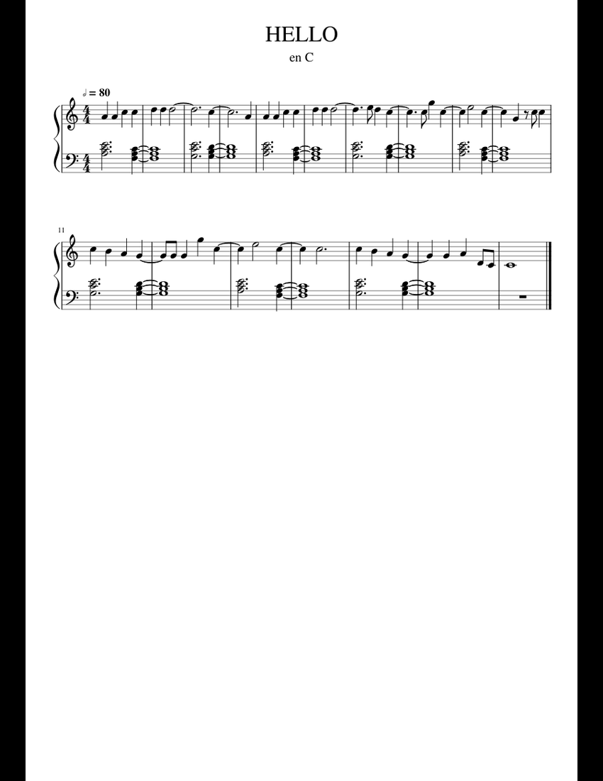 hello Adèle sheet music for Piano download free in PDF or MIDI