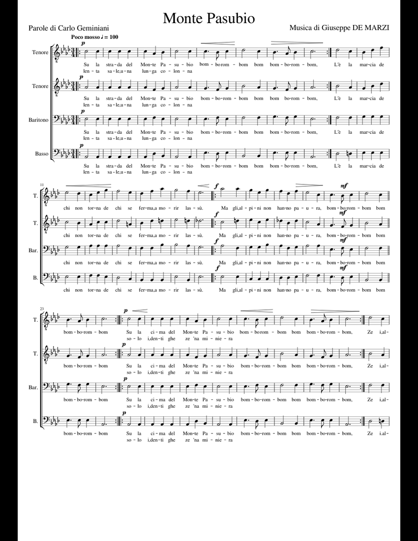 36 Monte Pasubio sheet music for Voice download free in PDF or MIDI