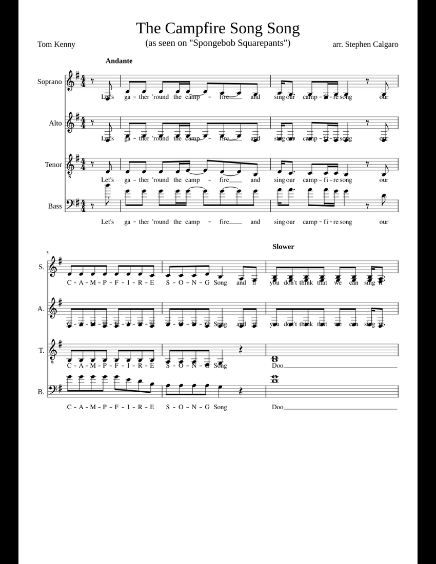 The Campfire Song Song sheet music for Piano download free in PDF or MIDI