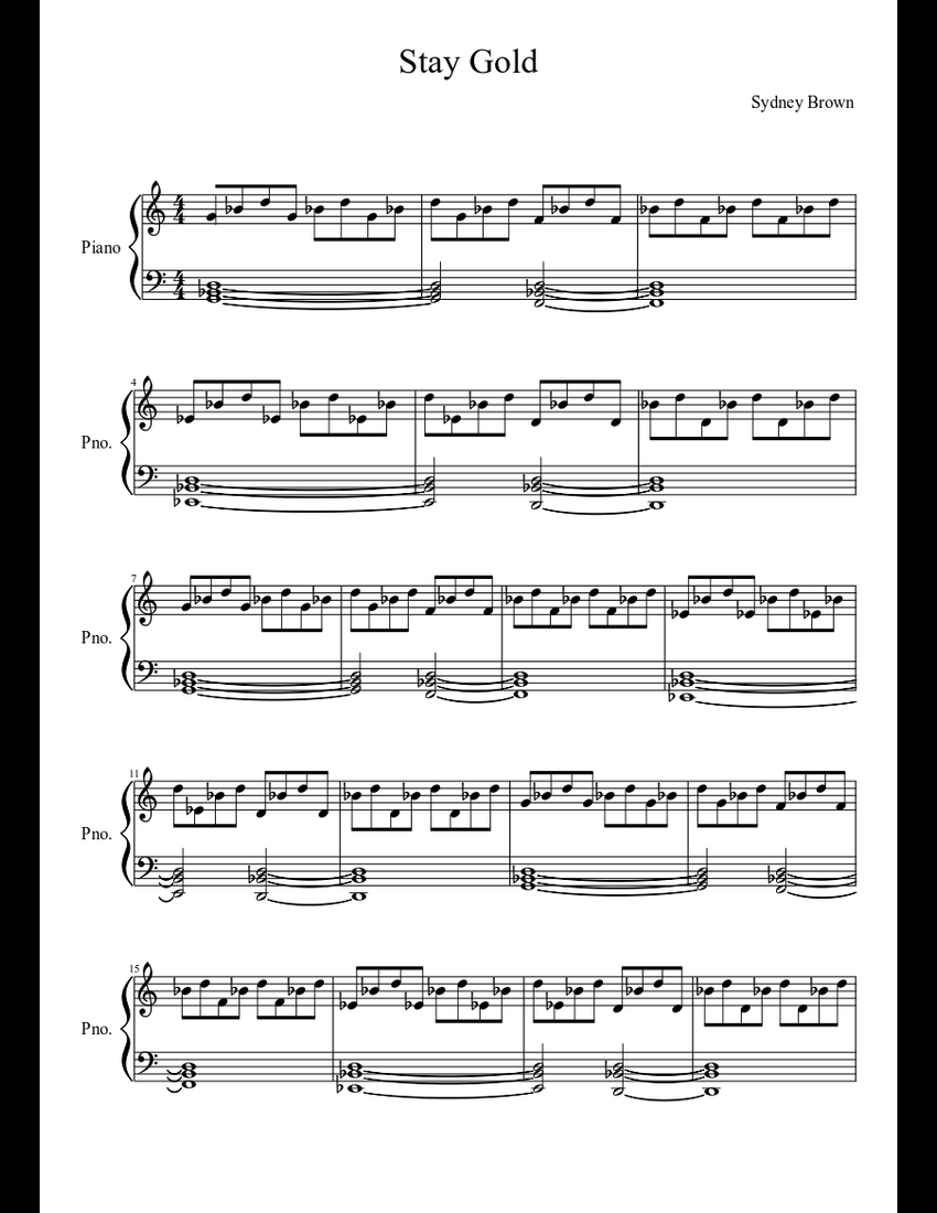 Stay Gold sheet music download free in PDF or MIDI