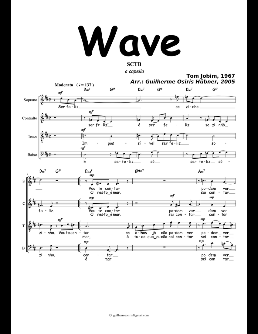 Wave sheet music for Voice download free in PDF or MIDI