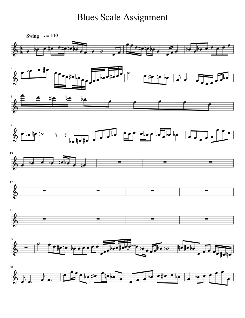 Blues Scale Assignment sheet music for Piano download free in PDF or MIDI