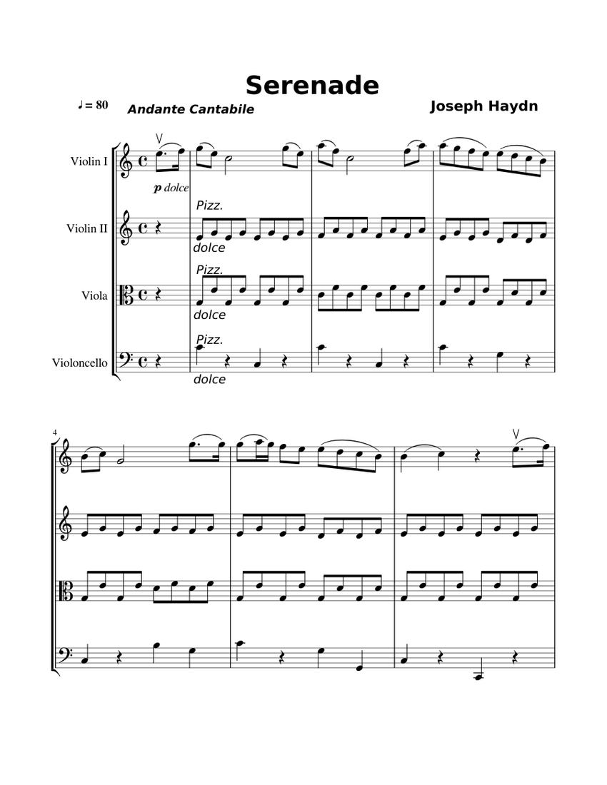 Serenade - Joseph Haydn Sheet music for Violin, Viola, Cello | Download free in PDF or MIDI ...