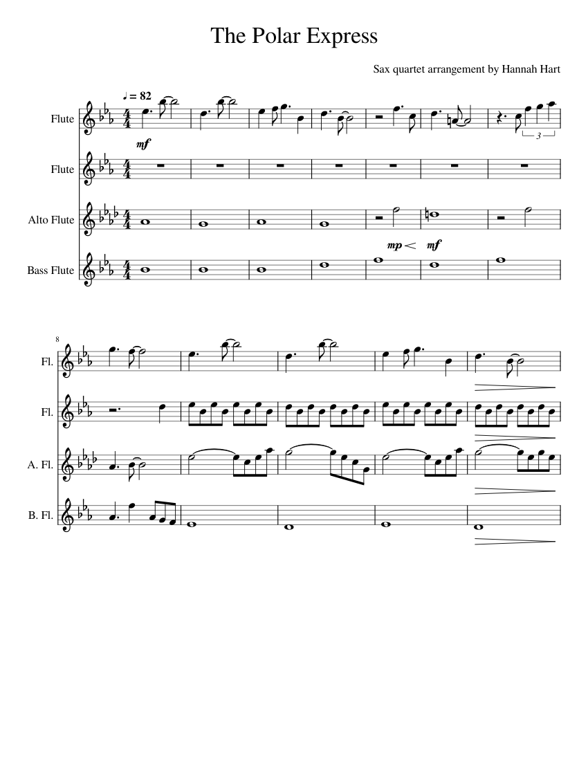 Polar Express Flute Quartet Sheet music for Flute, Flute (Alto), Flute ...