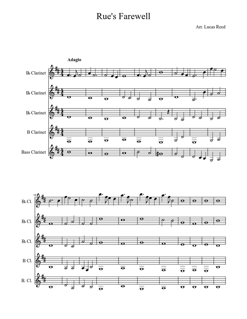 Rue's Farewell Clarinet Quintet Sheet music | Download free in PDF or ...