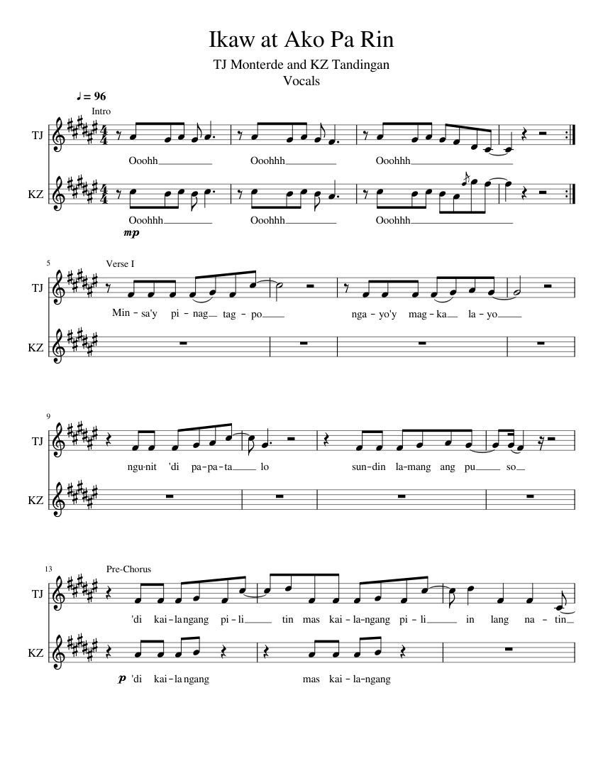 Ikaw at Ako Pa Rin VOCAL DUET Sheet music for Piano (Piano Duo ...