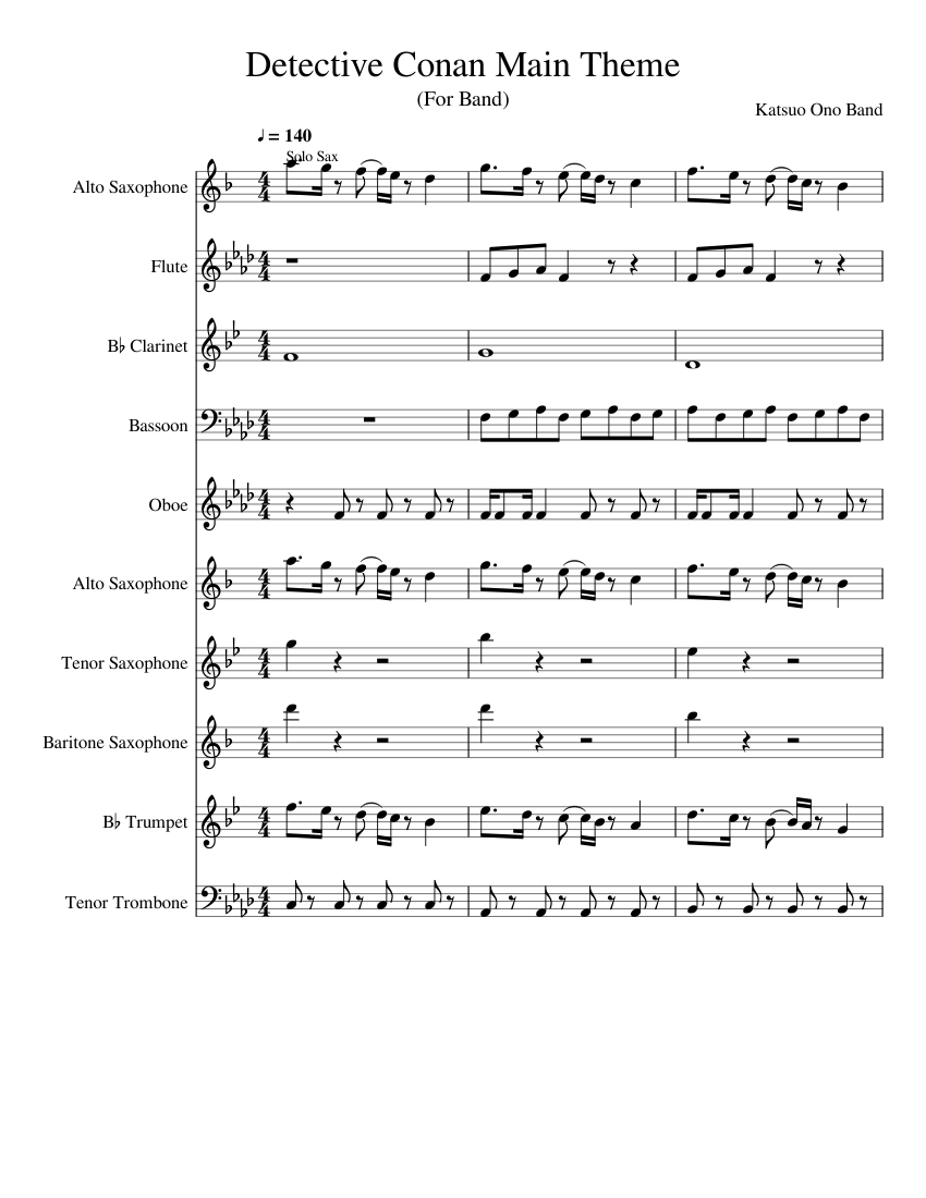 Detective Conan Main Theme for Band Sheet music for Flute, Clarinet ...