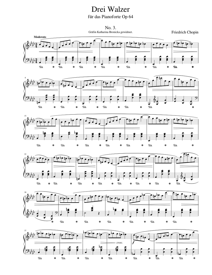 Chopin Drei Walzer Op. 64 No. 3 Sheet music for Piano | Download free in PDF or MIDI | Musescore.com