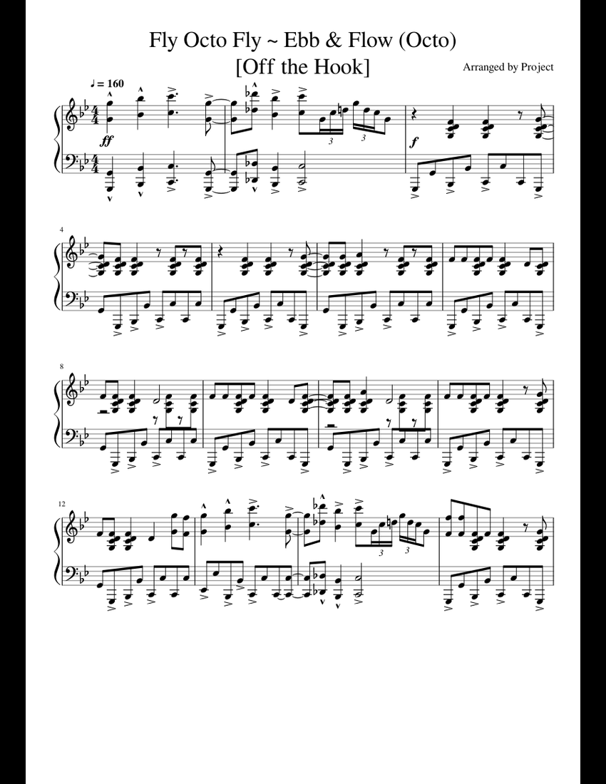 Fly Octo Fly ~ Ebb & Flow (Octo) - [Off the Hook] sheet music for Piano ...