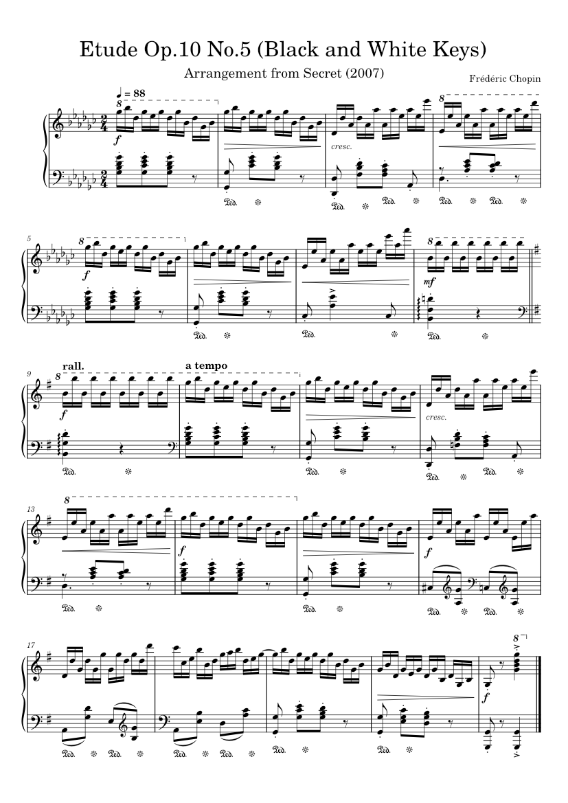 Chopin - Etude Op. 10 n° 5 ("Black & White Keys") sheet music download ...
