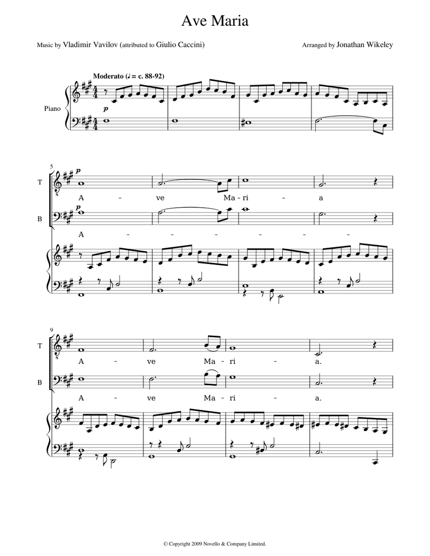 Ave Maria Vladimir Vavilov Caccini arr Wikeley Soprano Sheet music for Piano, Voice | Download ...