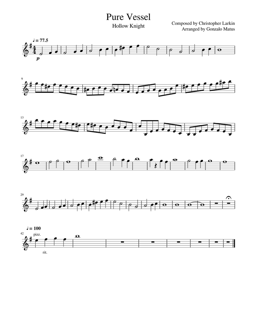 Pure Vessel - Violin Solo Sheet music for Violin (Solo) | Musescore.com