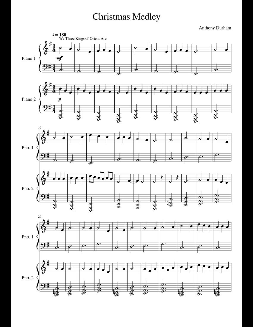 Christmas Medley sheet music for Piano download free in PDF or MIDI