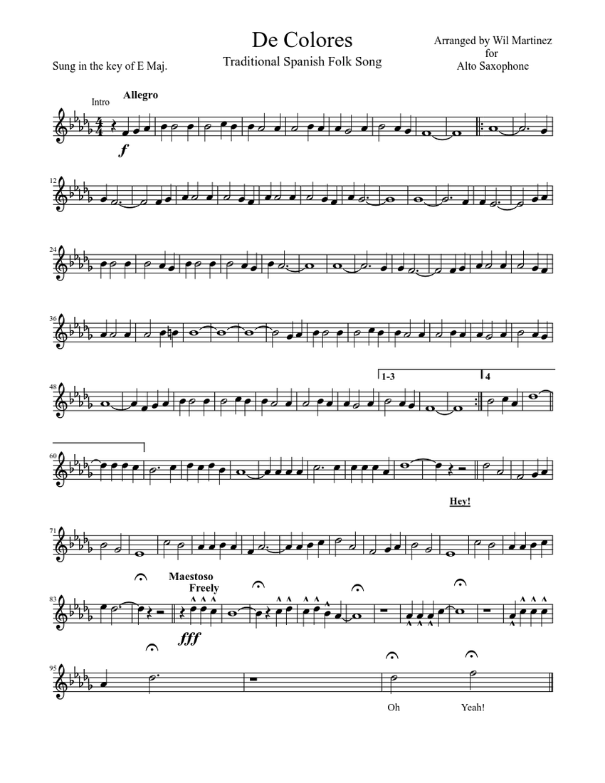 De Colores Sheet music | Download free in PDF or MIDI | Musescore.com