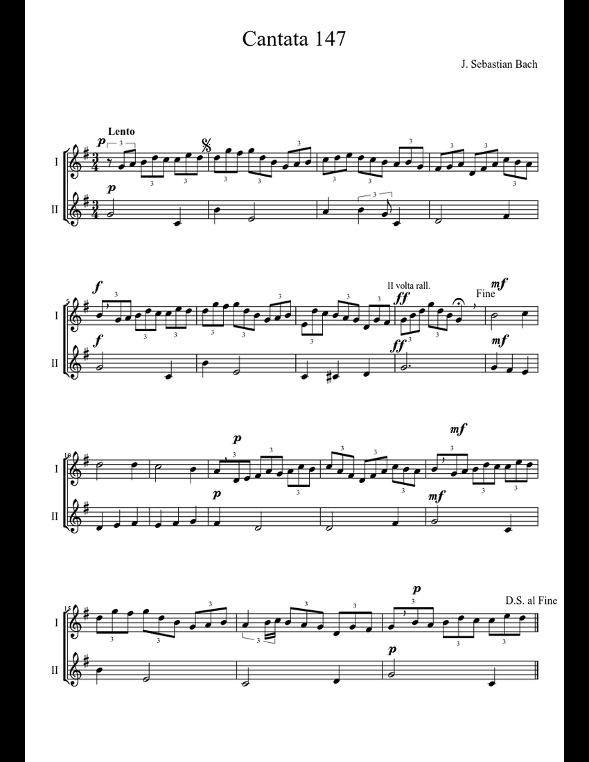 Cantata 147 sheet music download free in PDF or MIDI