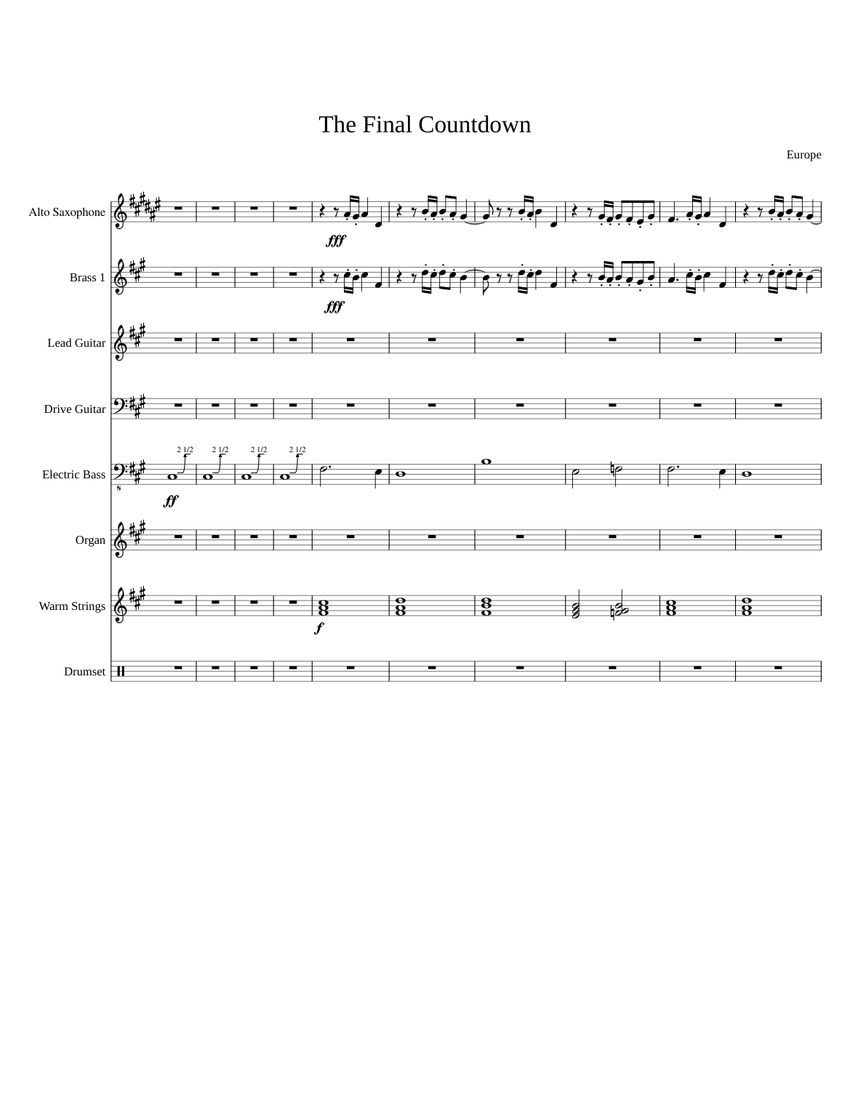 The Final Countdown edit Sheet music for Saxophone (Alto), Organ (Mixed ...