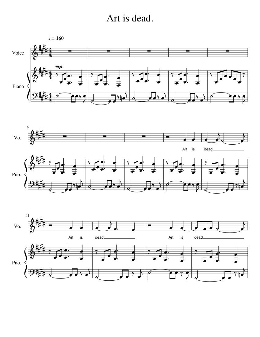 Art is dead Sheet music for Piano | Download free in PDF or MIDI ...