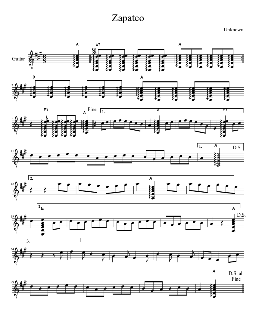 Zapateo Sheet music | Download free in PDF or MIDI | Musescore.com