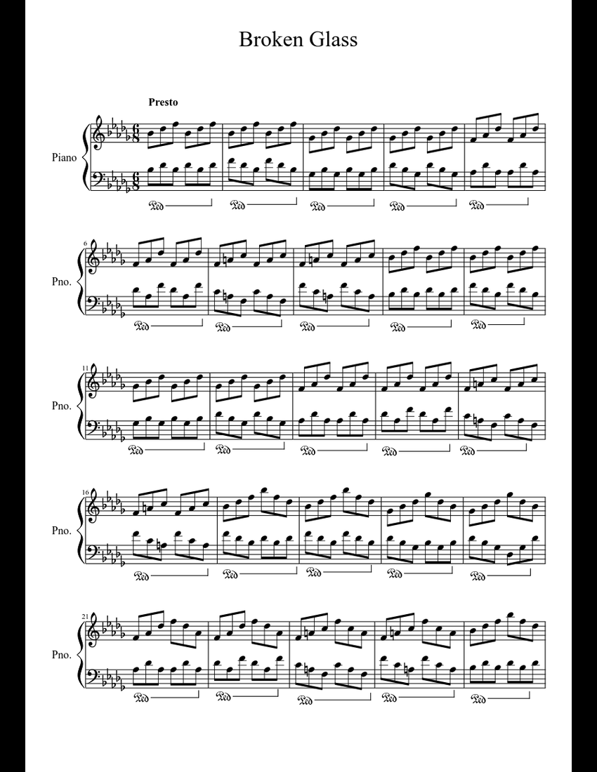 Broken Glass sheet music download free in PDF or MIDI