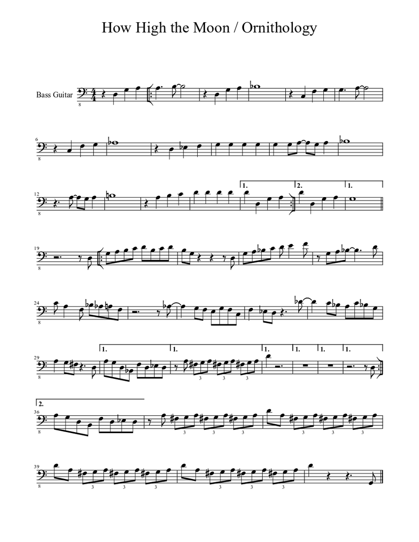 How High the Moon / Ornithology Sheet music | Download free in PDF or ...