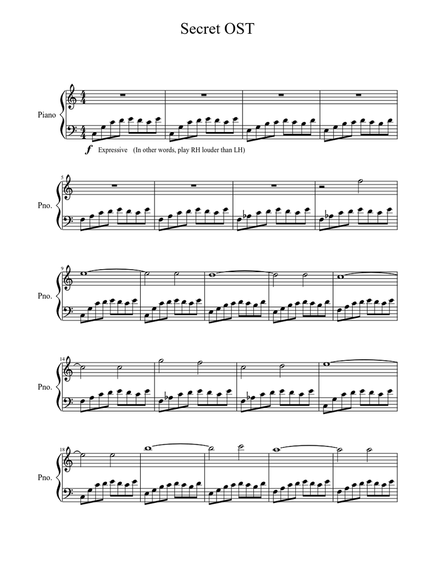 Secret OST Sheet music for Piano (Solo) | Musescore.com