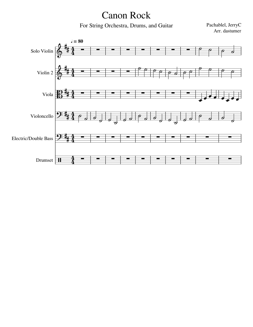 Canon Rock Sheet music for Violin, Guitar, Viola, Cello | Download free in PDF or MIDI ...