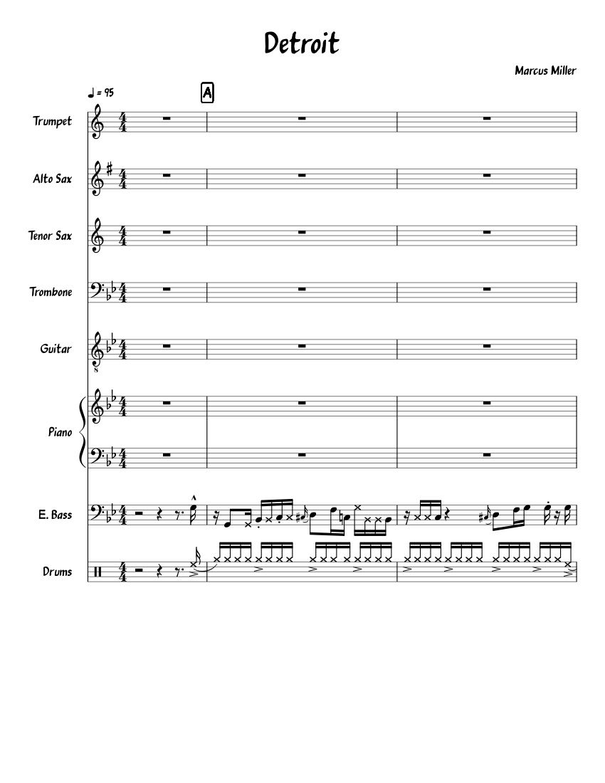 Detroit Sheet music for Piano, Trumpet, Alto Saxophone, Tenor Saxophone ...