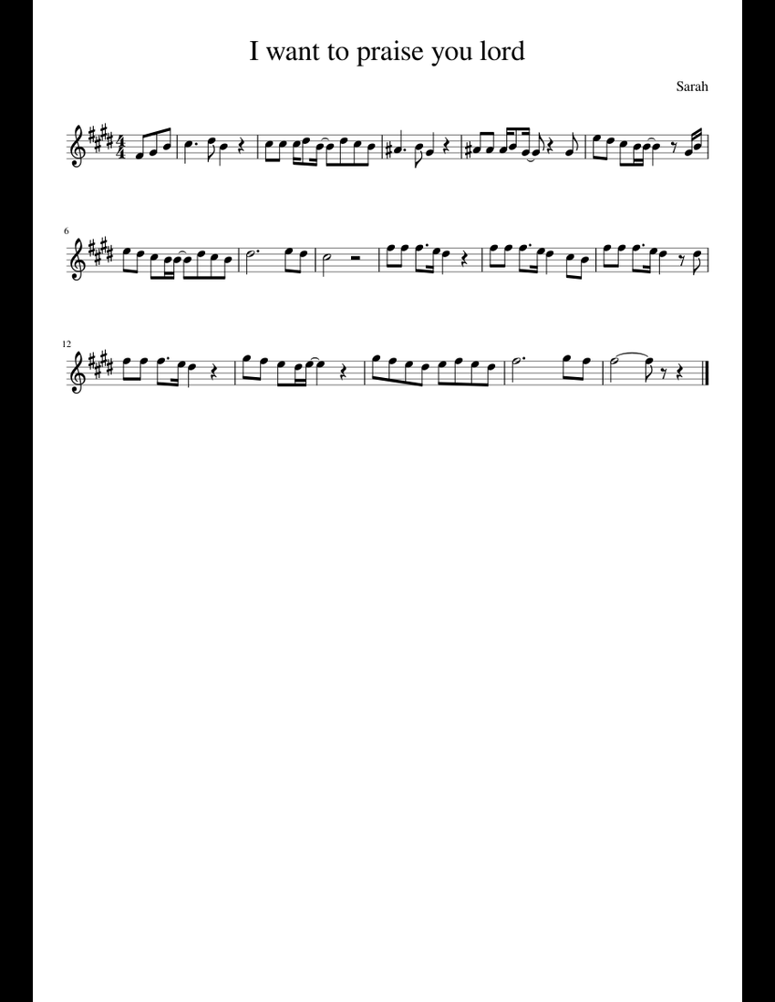 I want to praise you lord Alt Sax sheet music for Piano download free ...