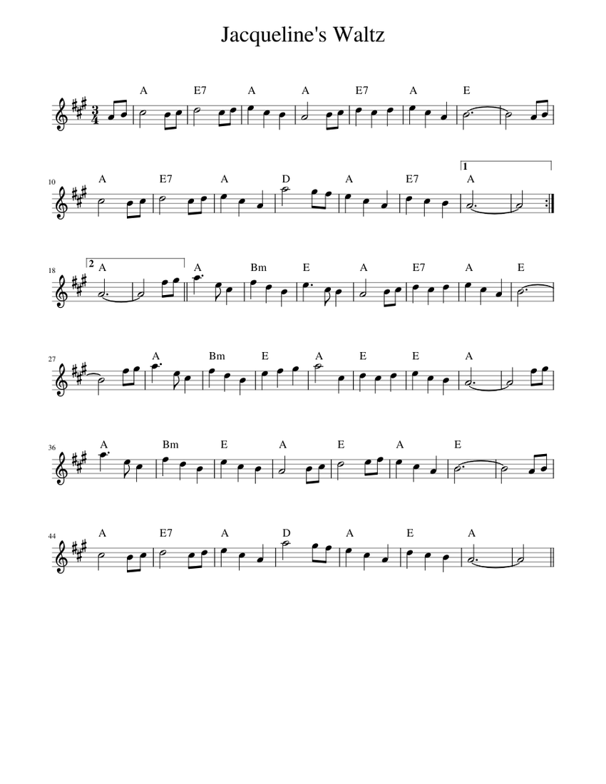 Jacqueline's Waltz Sheet music | Download free in PDF or MIDI ...