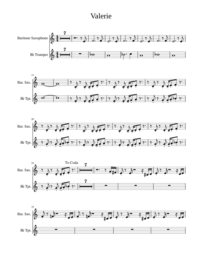 Valerie ('68 version) Sheet music for Trumpet (In B Flat) (Rock band ...